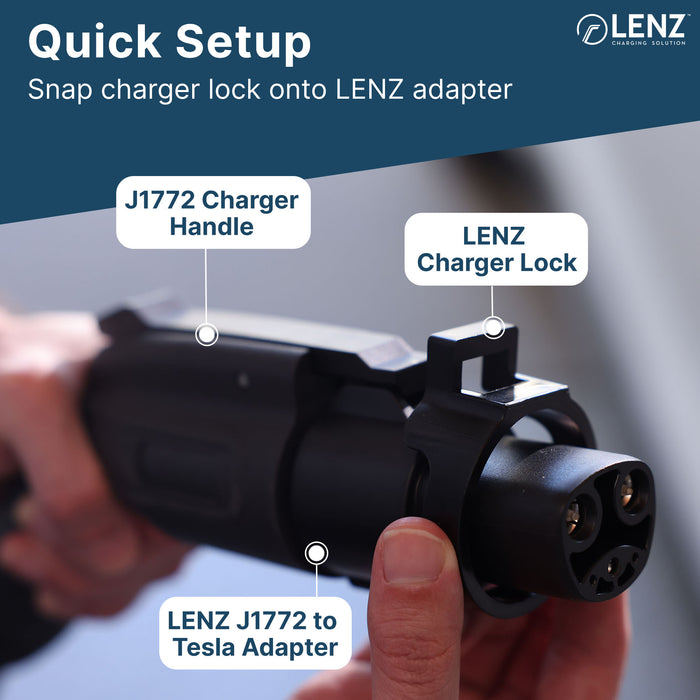 J1772 Adapter Lock Bundle: J1772 Adapter and Charger Lock Rings to Sec
