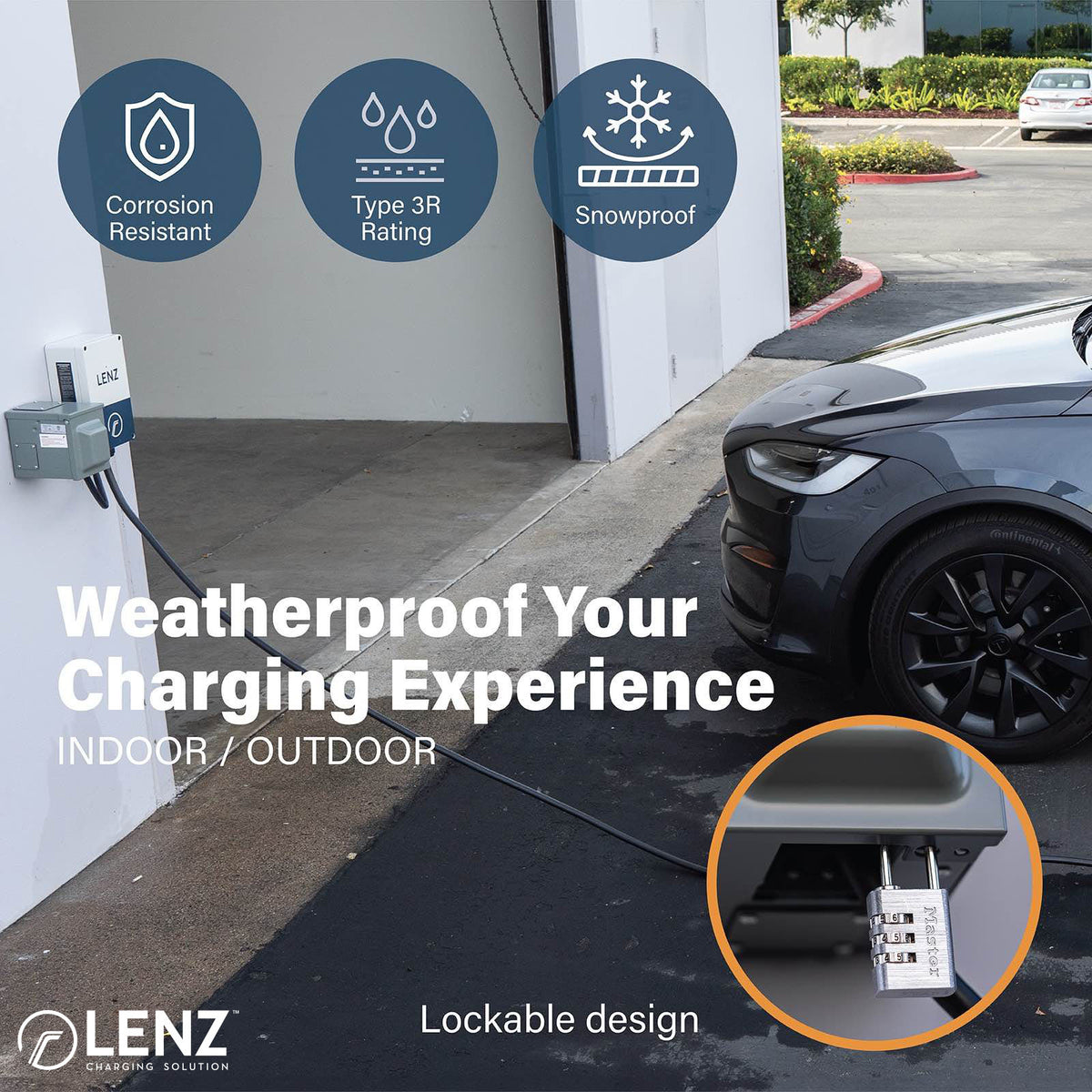 LENZ 50 Amp 125/250V NEMA 14-50 Power Outlet Box, Weatherproof Lockabl