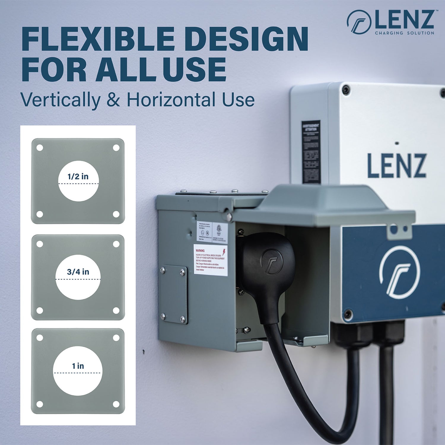 LENZ 50 Amp 125/250V NEMA 14-50 Power Outlet Box, Weatherproof Lockabl